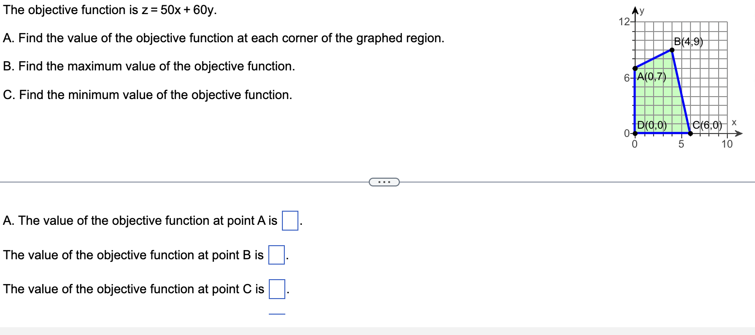 Solved The Objective Function Is Z 50x 60y A Find The