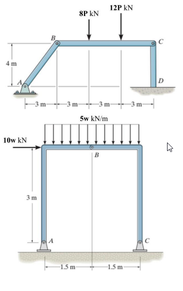 Solved 1. Determine the reaction at pins at A, B and C and | Chegg.com