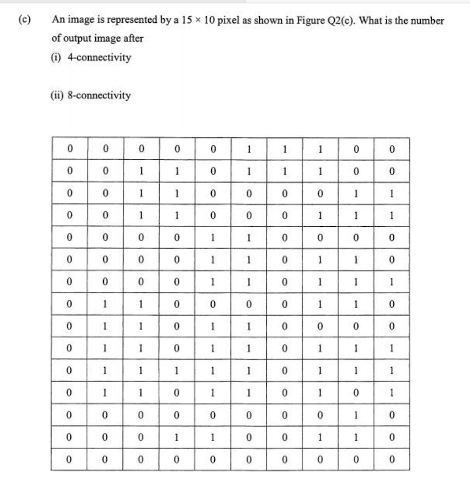 Solved Apply 4 connectivity (diagonal), 4 connectivity | Chegg.com