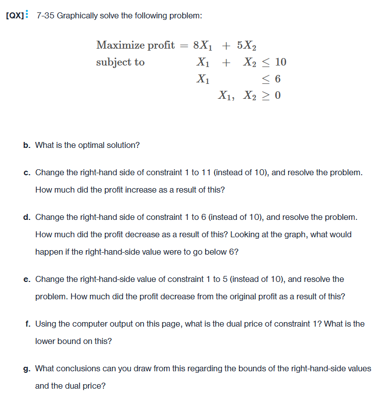 [QX]: 7-35 Graphically solve the following problem: | Chegg.com