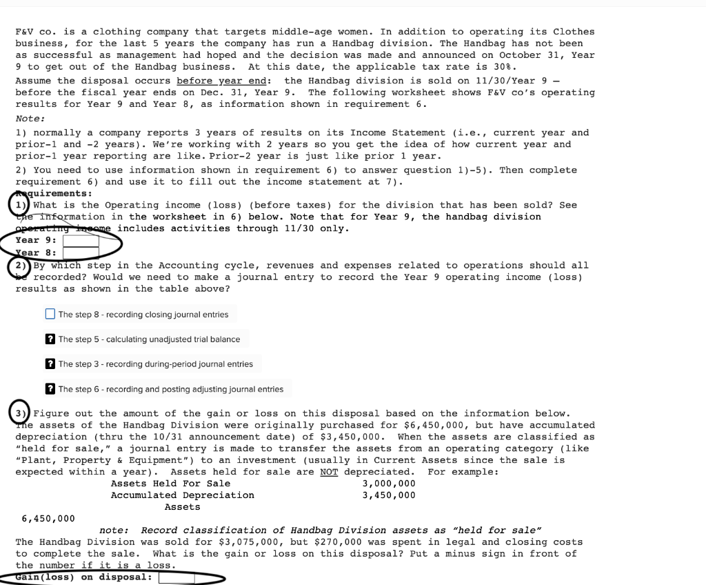 F\&V co. is a clothing company that targets | Chegg.com