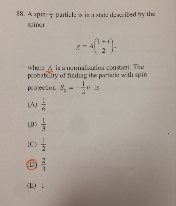 Solved 88, A spin-1 particle is in a state described by the | Chegg.com