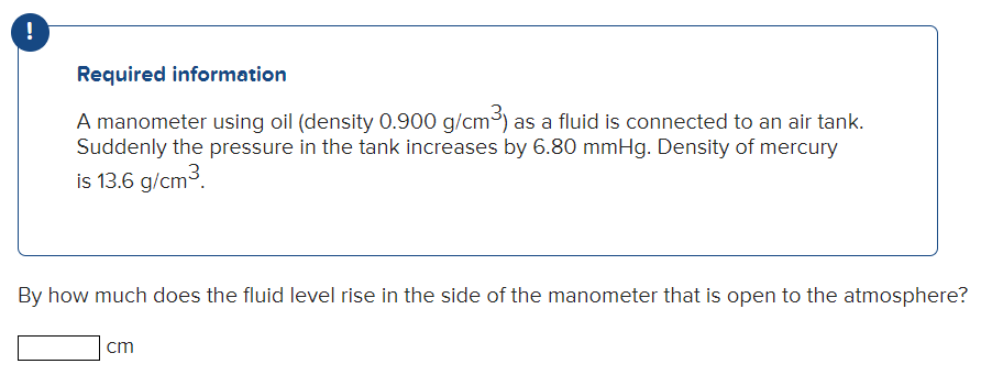Solved Required information A manometer using oil (density | Chegg.com