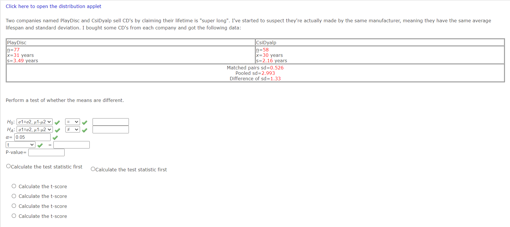 Solved Click here to open the distribution applet Two | Chegg.com