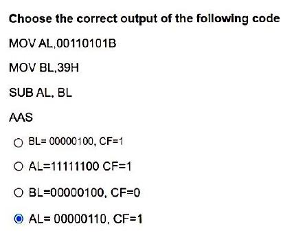 Solved Choose the correct output of the following code MOV | Chegg.com