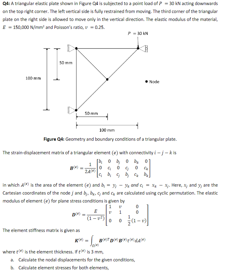 Solved Q4: A triangular elastic plate shown in Figure Q4 ﻿is | Chegg.com