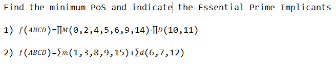 Solved Find the minimum Pos and indicate the Essential Prime | Chegg.com