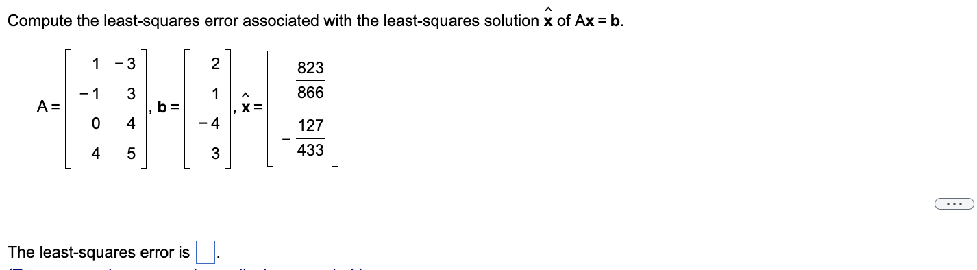 Solved Compute the least-squares error associated with the | Chegg.com
