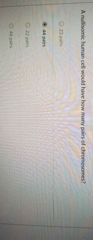 Solved A nullisomic human cell would have how many pairs of | Chegg.com