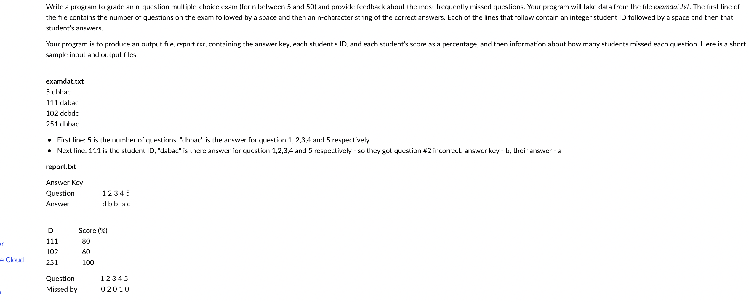 Solved student's answers. sample input and output files. | Chegg.com
