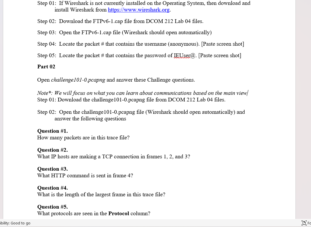 Solved Step 01: If Wireshark is not currently installed on | Chegg.com