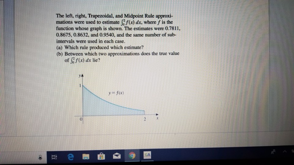 Solved The left, right, Trapezoidal, and Midpoint Rule | Chegg.com