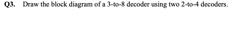 Solved Q3. Draw the block diagram of a 3-to-8 decoder using | Chegg.com