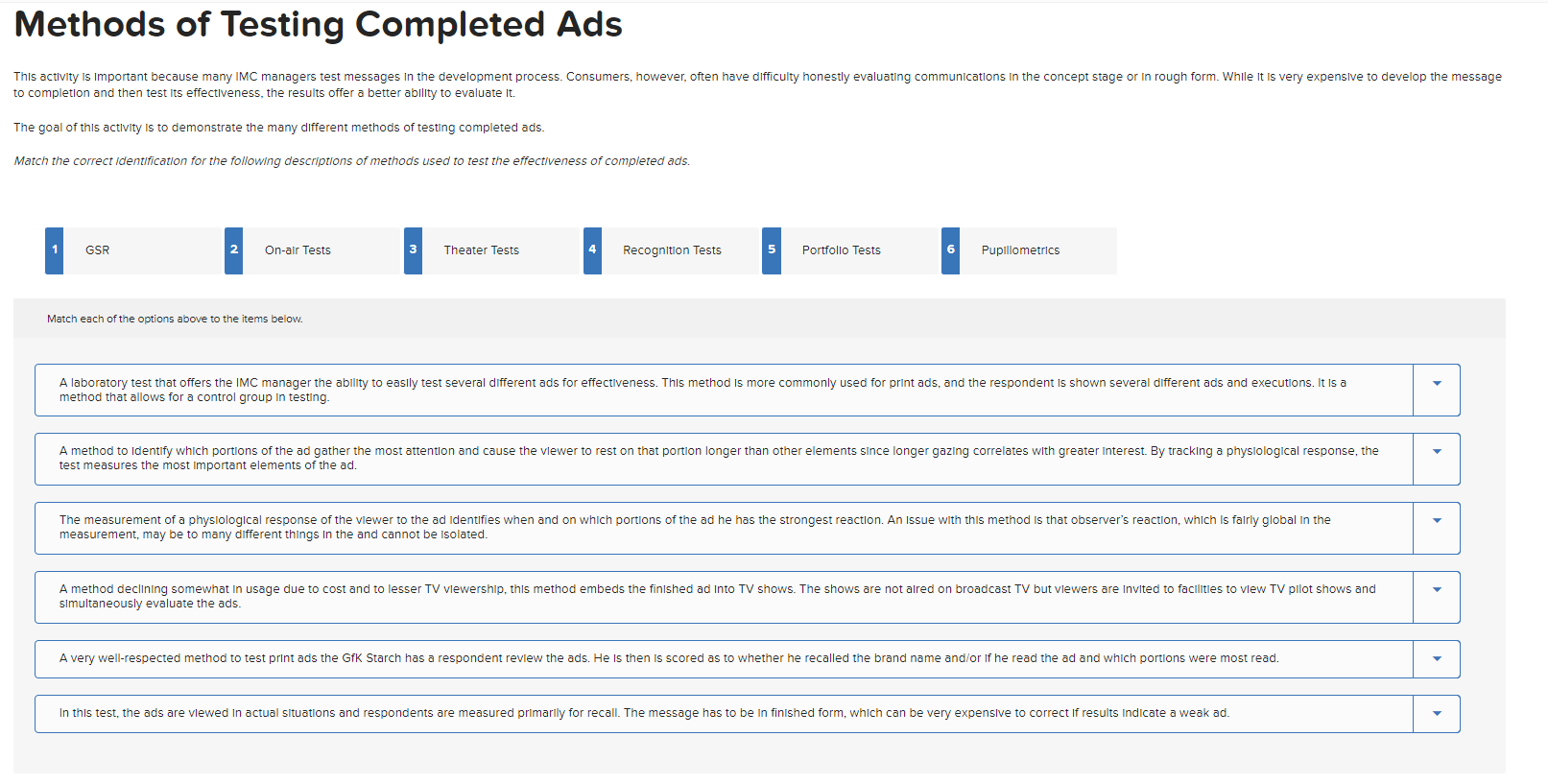 Solved Methods of Testing Completed Ads This actlvity Is | Chegg.com