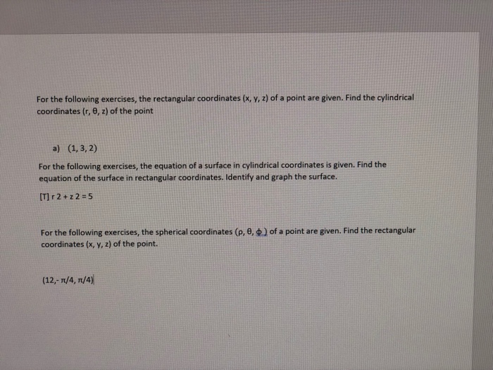Solved For the following exercises, the rectangular | Chegg.com