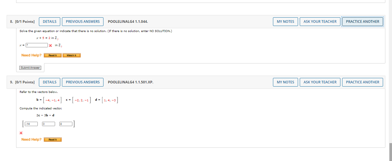 Solved 8. [0/1 Points) DETAILS PREVIOUS ANSWERS POOLELINALG4 | Chegg.com