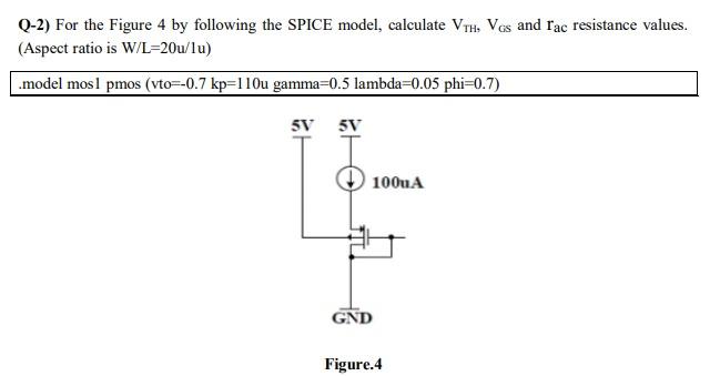 Solved Q-2) For the Figure 4 by following the SPICE model, | Chegg.com