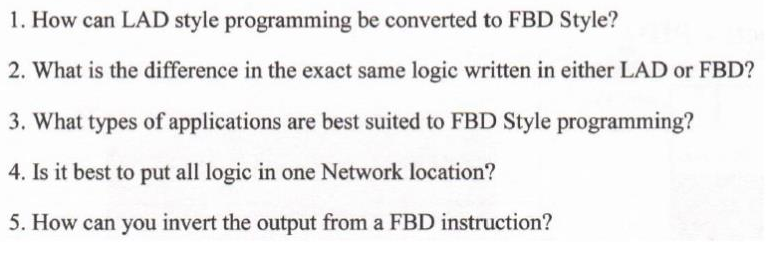 Solved 1. How can LAD style programming be converted to FBD | Chegg.com