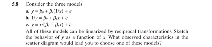 Solved 5.8 Consider the three models All of these models can | Chegg.com