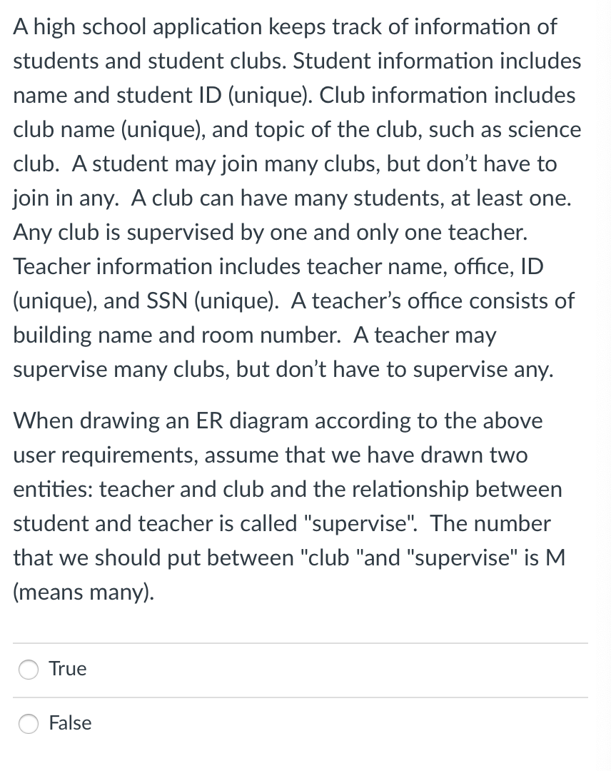 Solved A high school application keeps track of information | Chegg.com