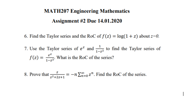 Solved MATH207 Engineering Mathematics Assignment #2 Due | Chegg.com