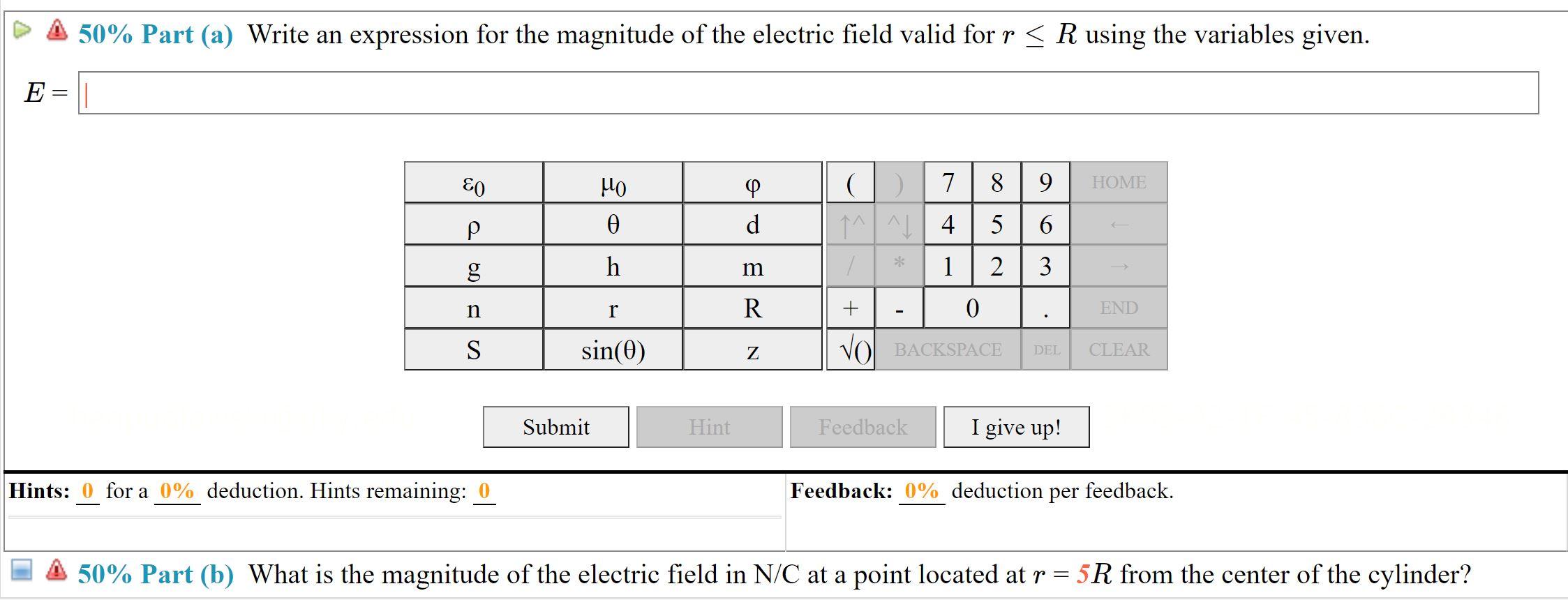 Solved 50% Part (a) Write an expression for the magnitude of | Chegg.com