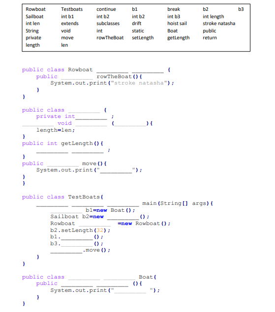 Solved 2. Take code snippets from the box below and place | Chegg.com