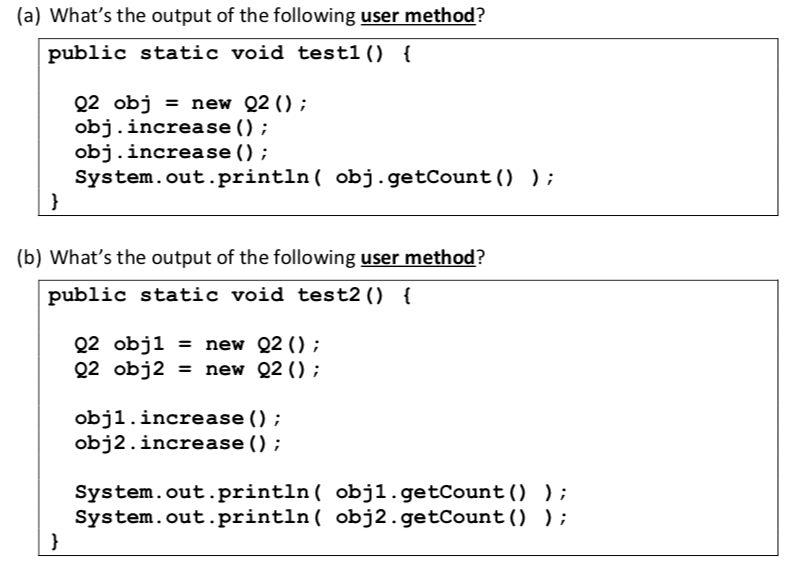 Solved 2. Consider the following class definition: class Q2 | Chegg.com