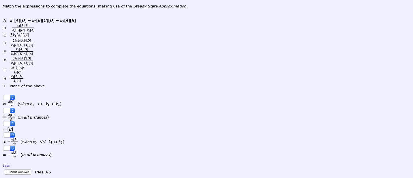 Solved Chemical Kinetics Steady State Approximation
