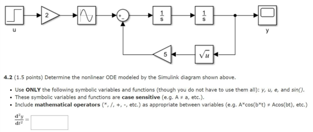 Solved 4.2 (1.5 ﻿points) ﻿Determine the nonlinear ODE | Chegg.com