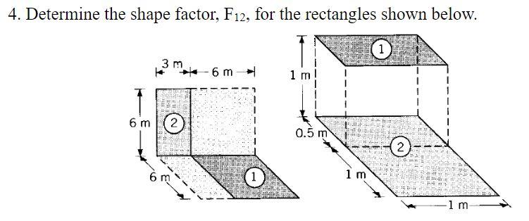 Solved 4. Determine the shape factor, F12, for the | Chegg.com