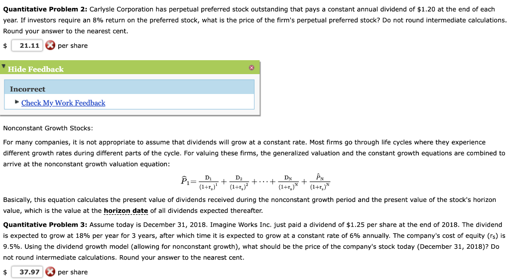 Solved Quantitative Problem 2: Carlysle Corporation has | Chegg.com