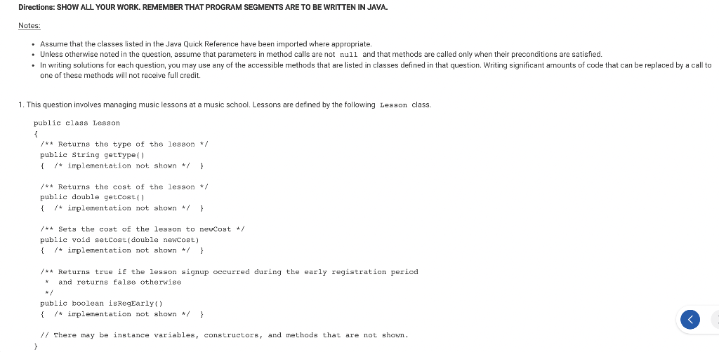 Solved Directions: SHOW ALL YOUR WORK. REMEMBER THAT PROGRAM | Chegg.com