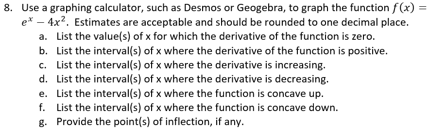 Solved Use a graphing calculator, such as Desmos or | Chegg.com