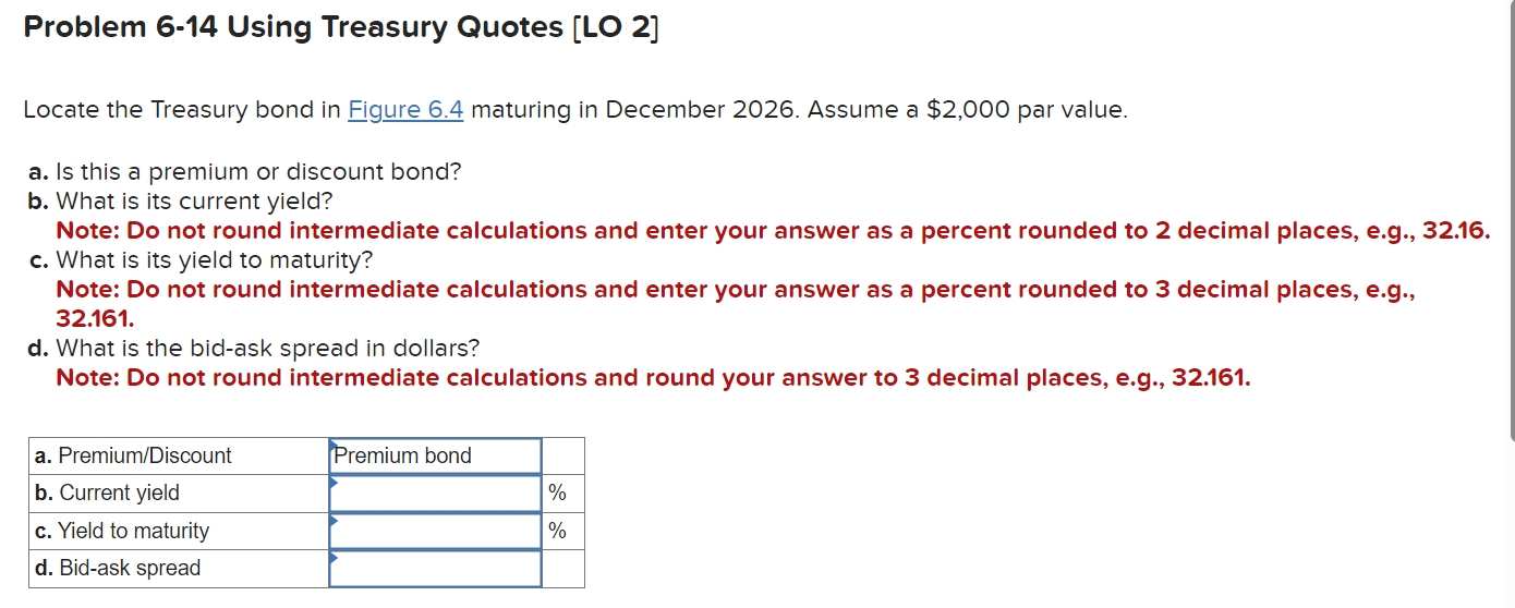 Solved Problem 6-14 ﻿Using Treasury Quotes [LO 2]Locate the | Chegg.com