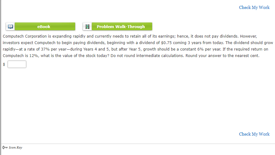Solved Check My Work eBook Problem Walk-Through Computech | Chegg.com