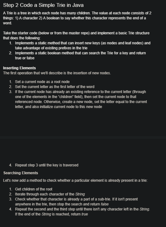 Solved Trie Development Part 1 Let's start by creating a | Chegg.com