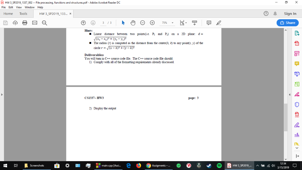 Solved D HW 3 SP2019 1337 002 - - File processing File Edit | Chegg.com