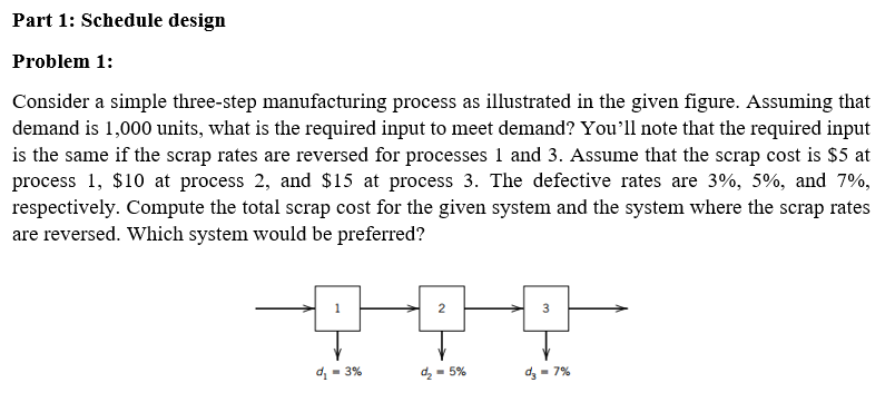 Solved Consider a simple three-step manufacturing process as | Chegg.com