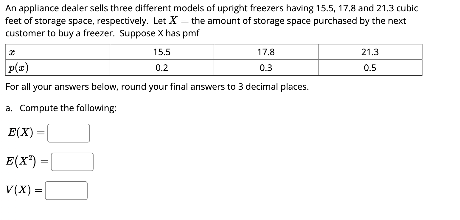 Solved An appliance dealer sells three different models of | Chegg.com