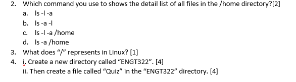 Solved 2. Which command you use to shows the detail list of | Chegg.com