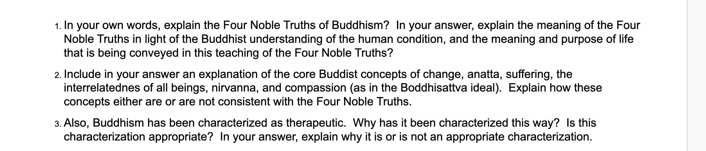 1. In your own words, explain the Four Noble Truths | Chegg.com