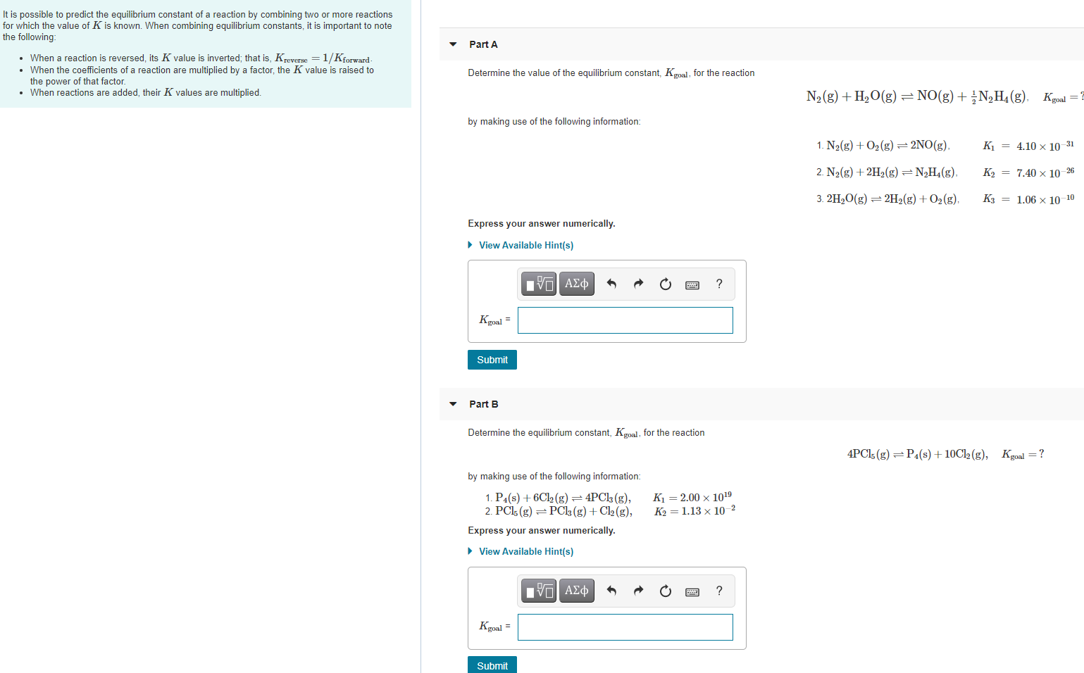 Solved Part A It is possible to predict the equilibrium | Chegg.com