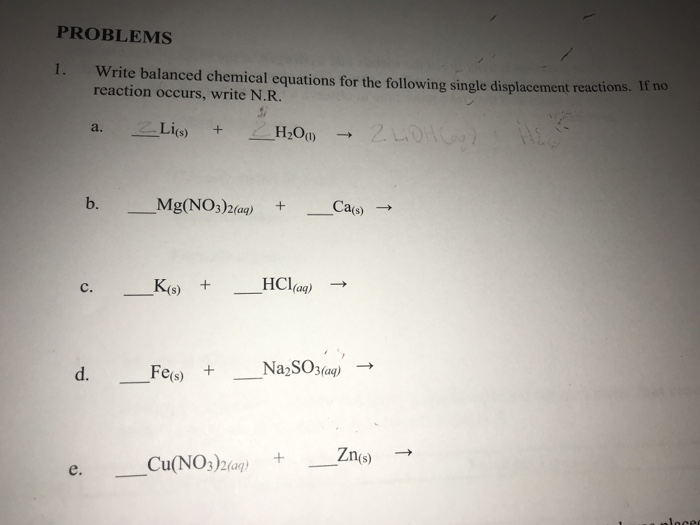 Single Replacement Reaction Balanced Chemical Equation - Tessshebaylo