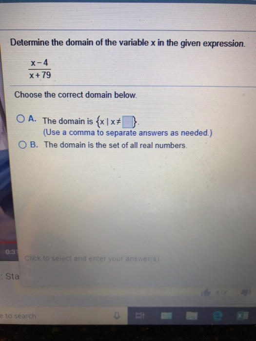 Solved Determine the domain of the variable x in the given | Chegg.com