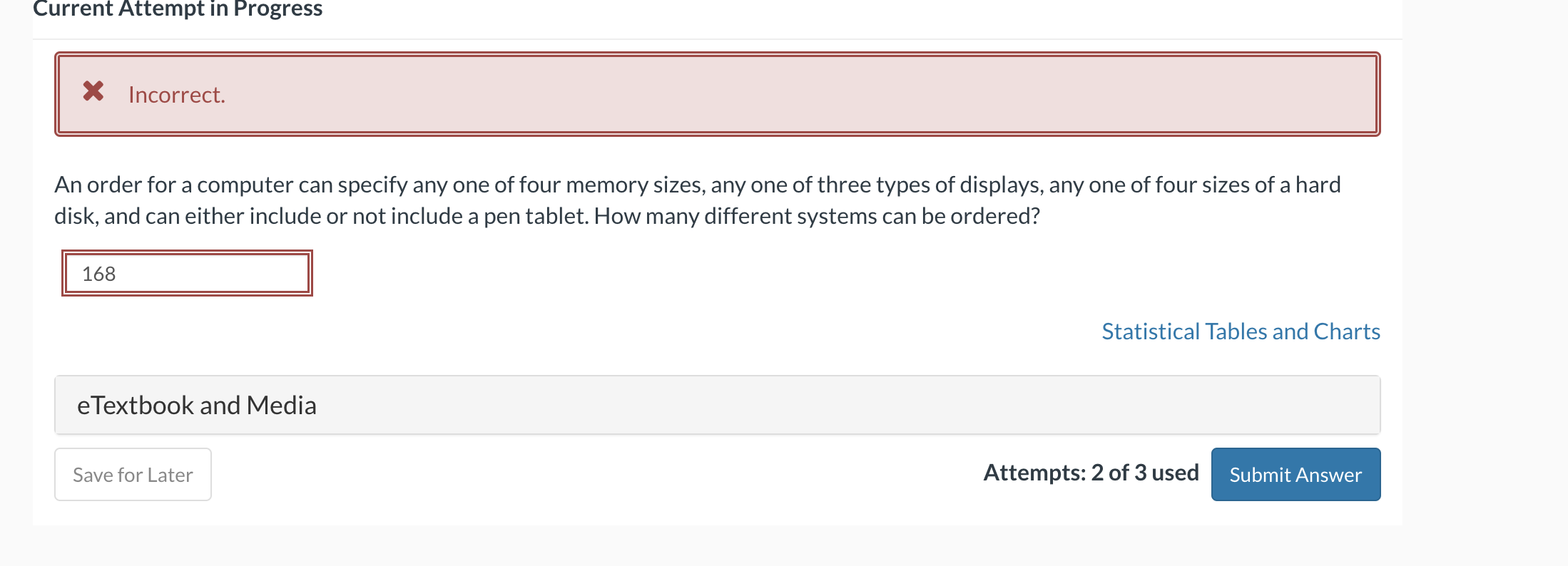 Solved Current Attempt in Progress An order for a computer | Chegg.com