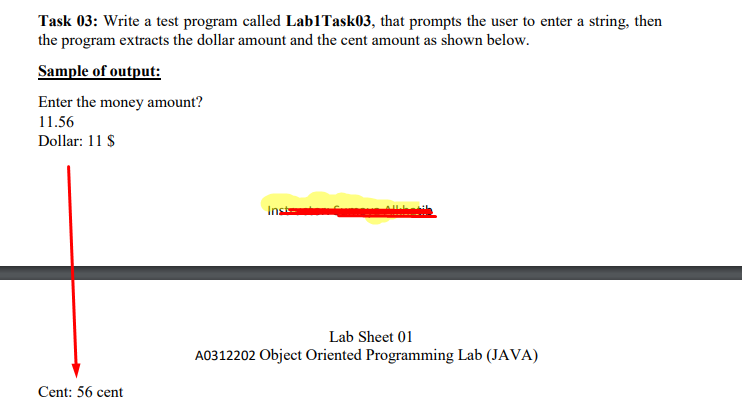 Solved Task 03: Write a test program called Lab1Task03, that | Chegg.com