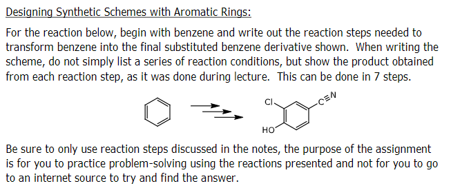 Solved Designing Synthetic Schemes with Aromatic Rings: For | Chegg.com