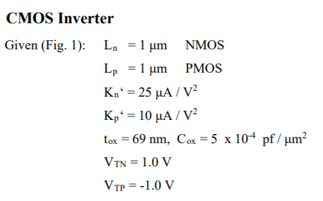 2.1 CMOS Inverter Voltage Transfer Characteristics | Chegg.com