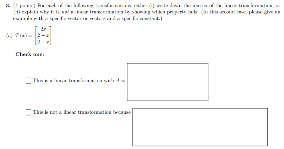 Solved 3. (4 points) For each of the following | Chegg.com